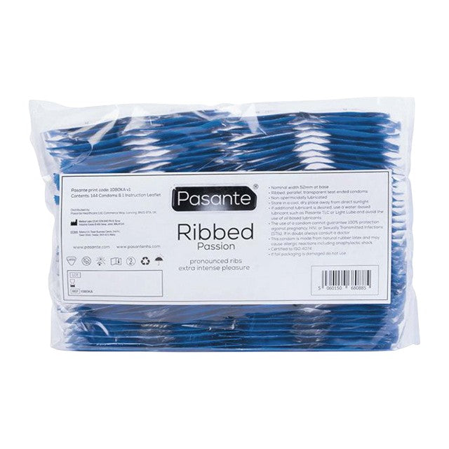 Prezervative PASANTE Ribbed Passion, din latex, texturate și rezistent– Intimax - hipermarket adult