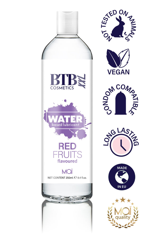 Lubrifiant alunecos, BTB WATER Red Fruits, pe baza de apa, cu aroma de– Intimax - hipermarket adult