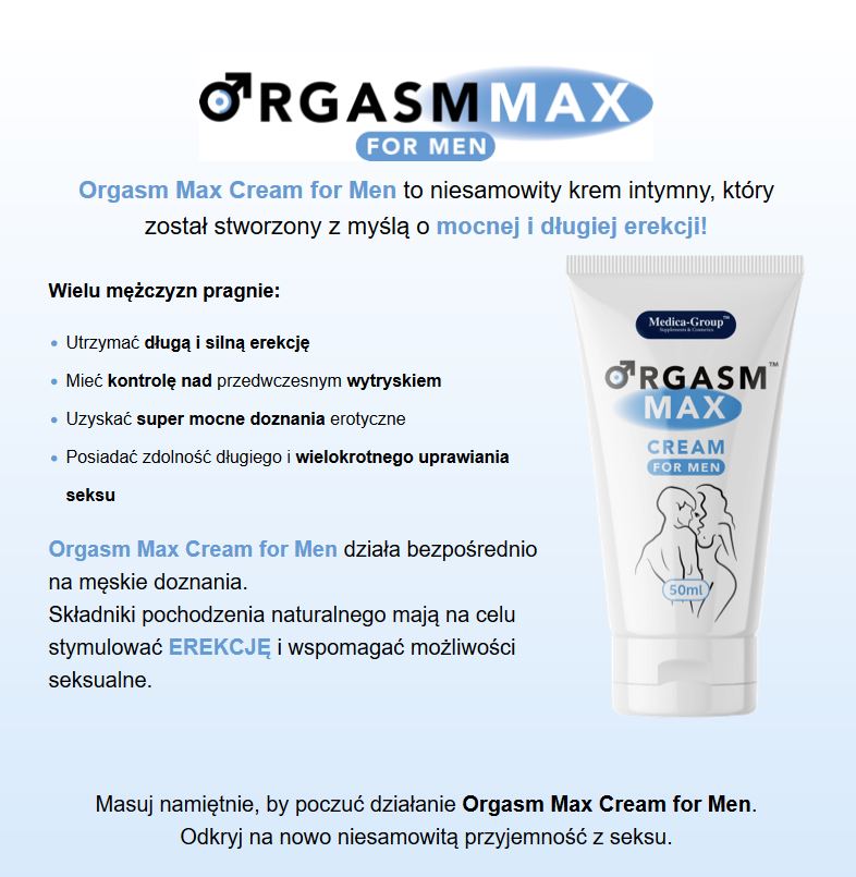 Cremă MEDICA-GROUP OrgasmMax Men, pentru potență, erecții puternice și– Intimax - hipermarket adult