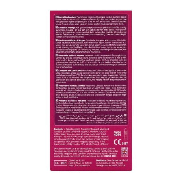 Prezervative SKINS Dots & Ribs Premium Condoms, texturate pentru stimu ...